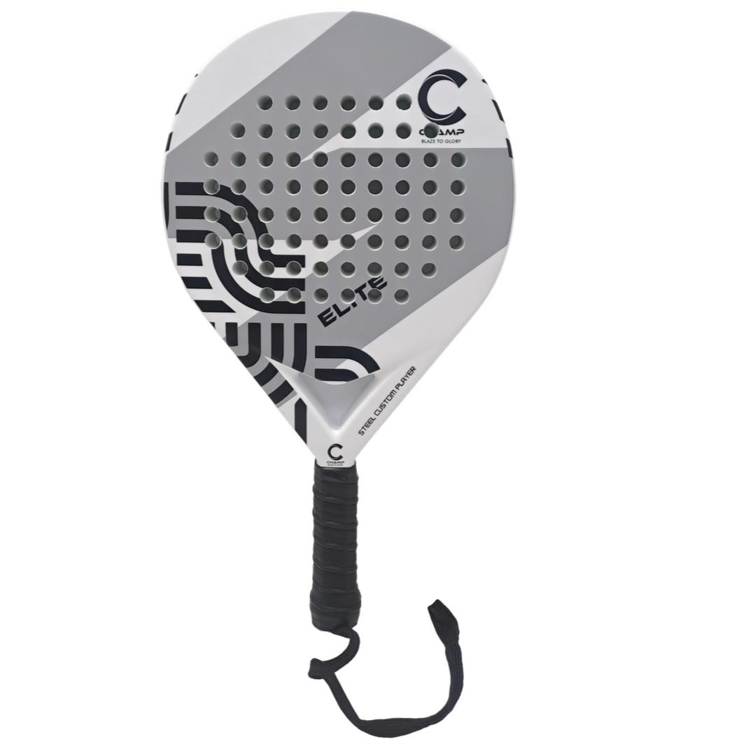 Champ Elite Padel Racket – White – Carbon Frame – Champ Sports SA