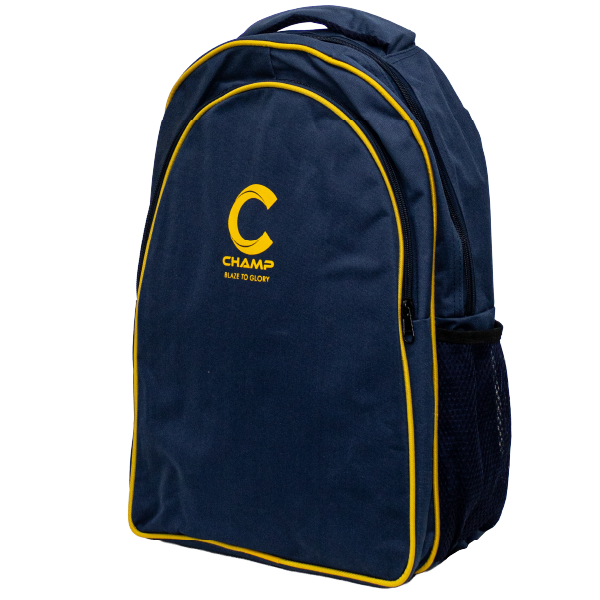 Champ 2025 Backpack-Navy and Yellow – Champ Sports SA